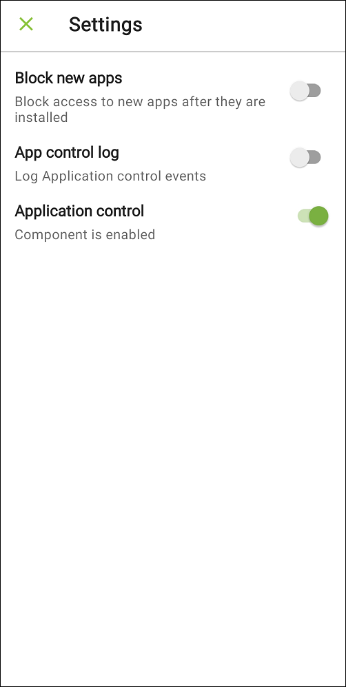 Application Control Settings