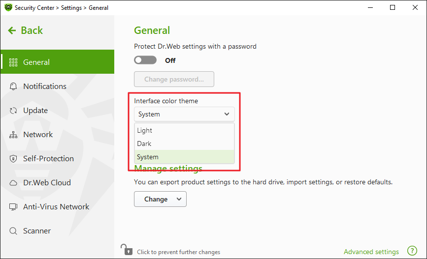 Selecting Interface Color Theme